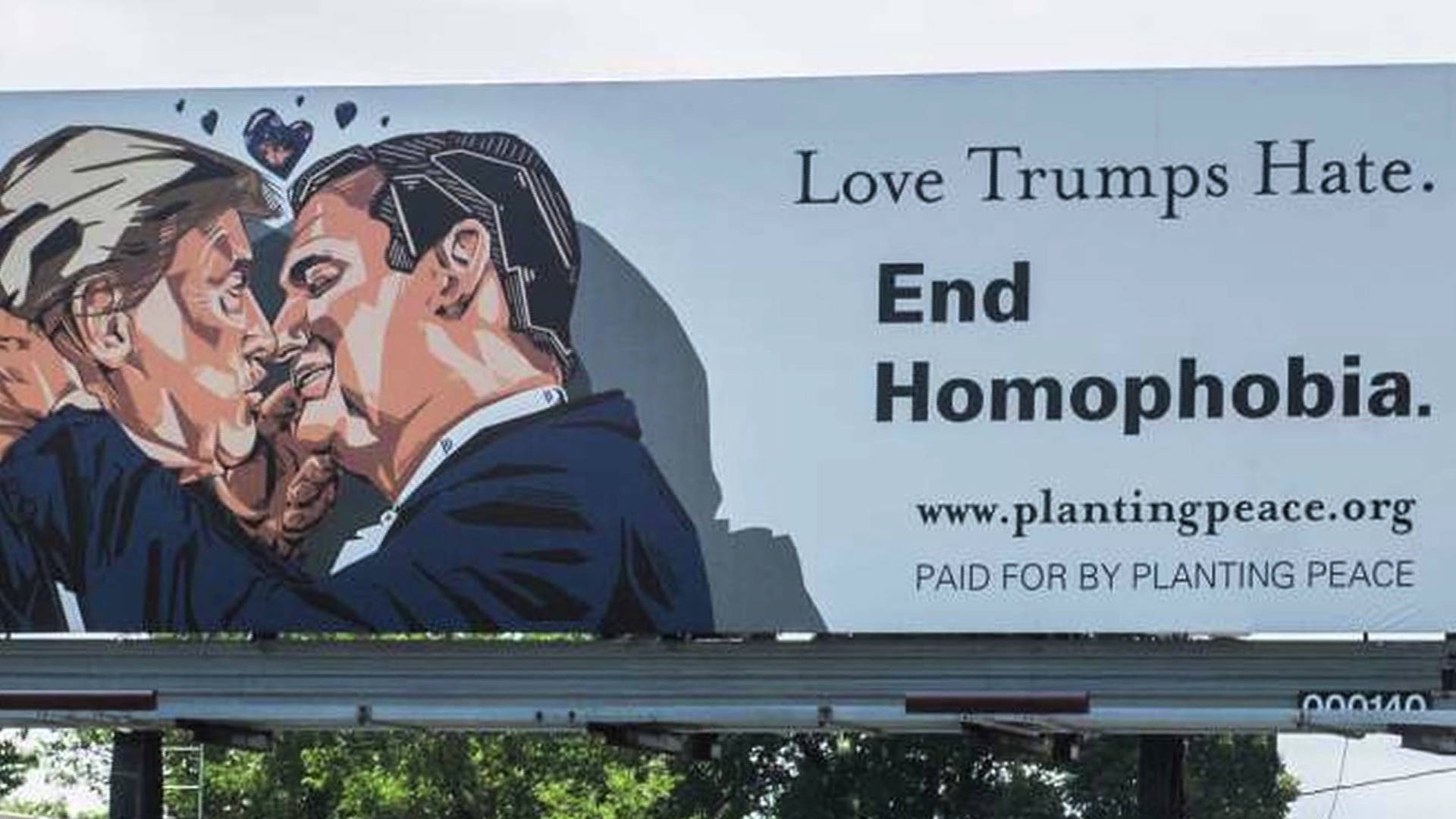 Lgbt Rights Group Puts Up Billboard Near Rnc Showing Cruz Kissing Trump